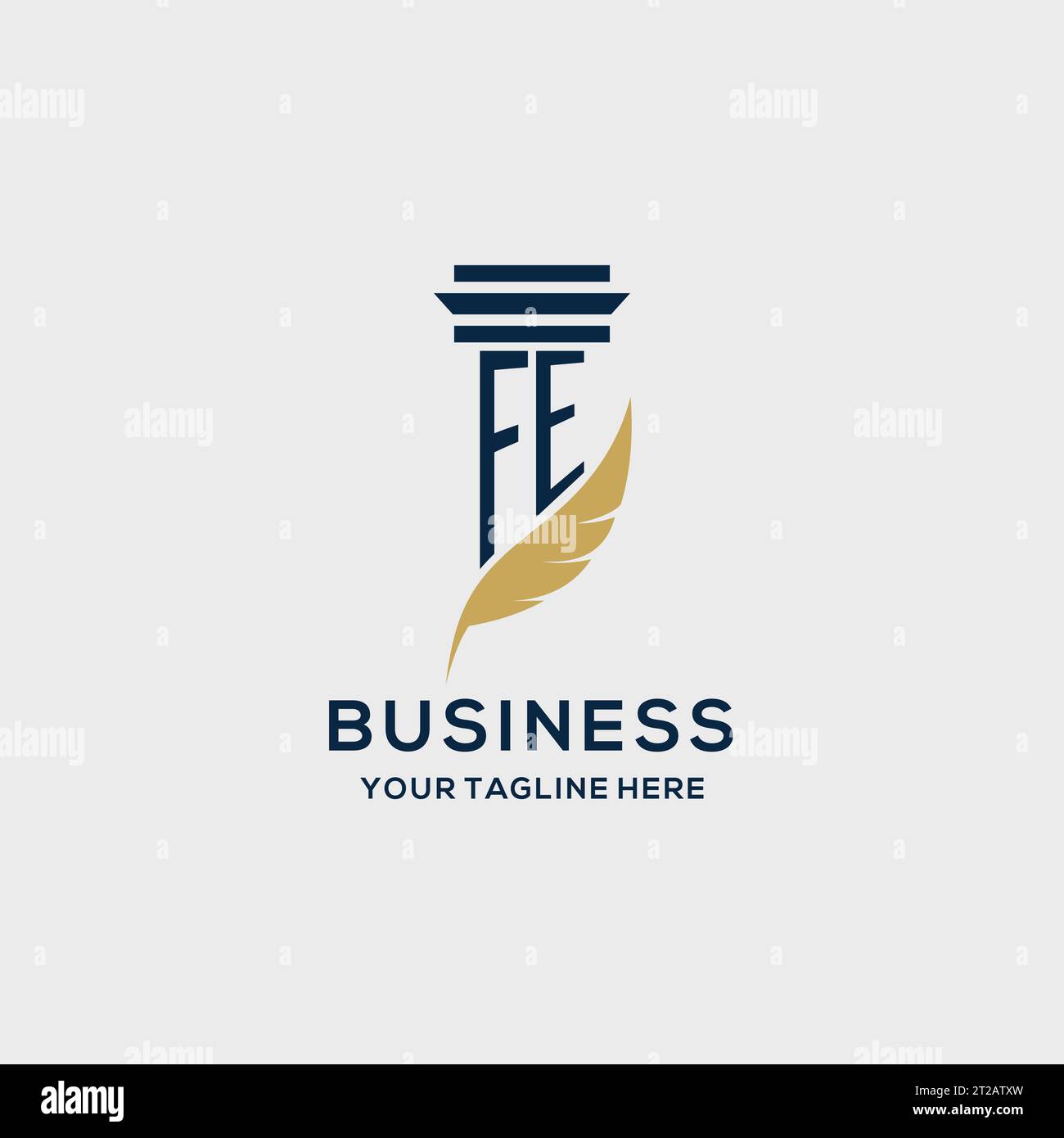 FE monogram initial logo with pillar and feather design, law firm logo ...