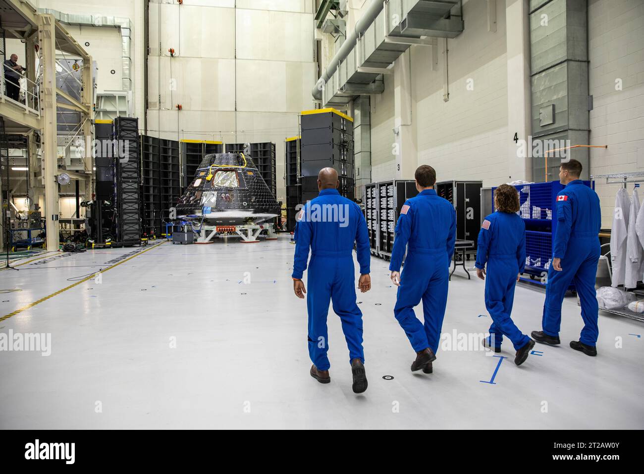 KSC Orion Media Day - Artemis II Crew. Artemis II crew members, shown inside the Neil Armstrong ...