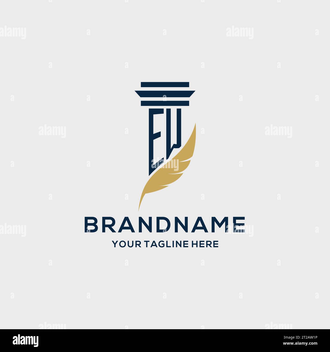 EW monogram initial logo with pillar and feather design, law firm logo ...