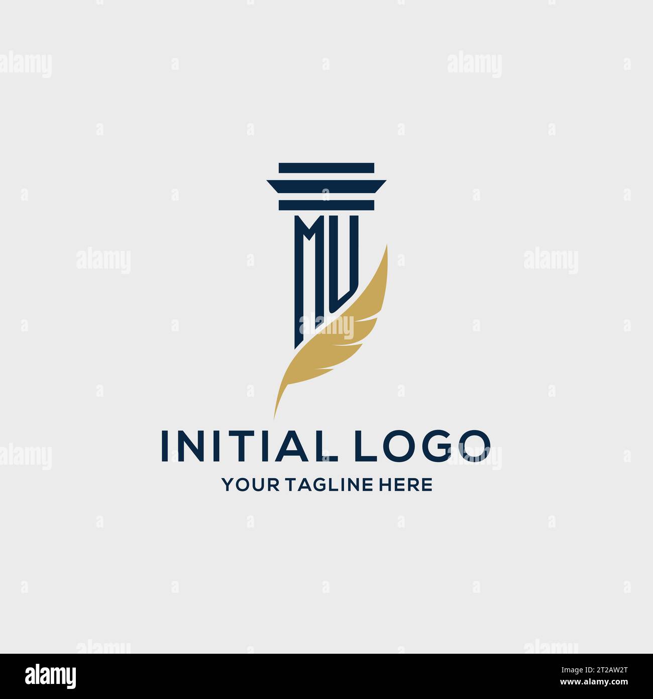MU monogram initial logo with pillar and feather design, law firm logo ...