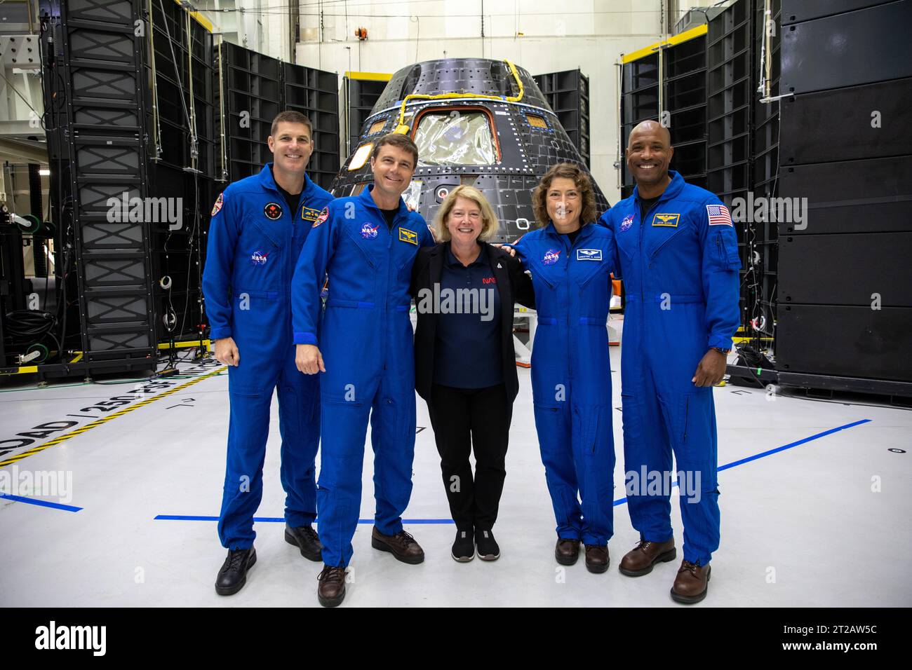 KSC Orion Media Day. Artemis II crew members, shown inside the Neil Armstrong Operations and ...