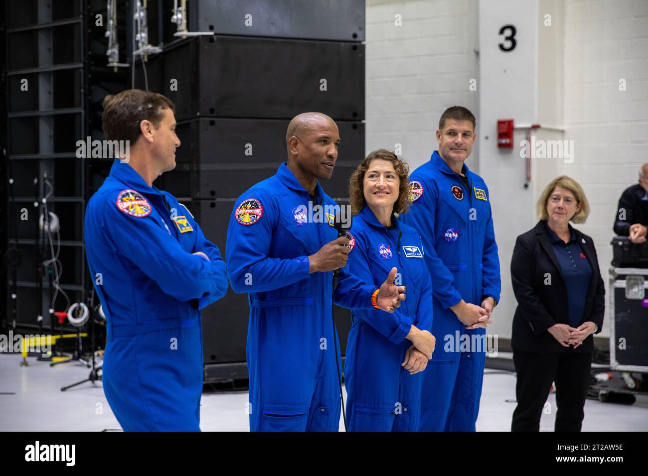 KSC Orion Media Day. Artemis II crew members, shown inside the Neil ...