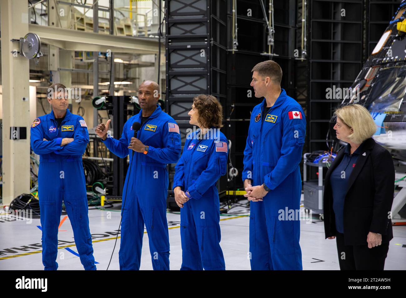 KSC Orion Media Day. Artemis II crew members, shown inside the Neil ...