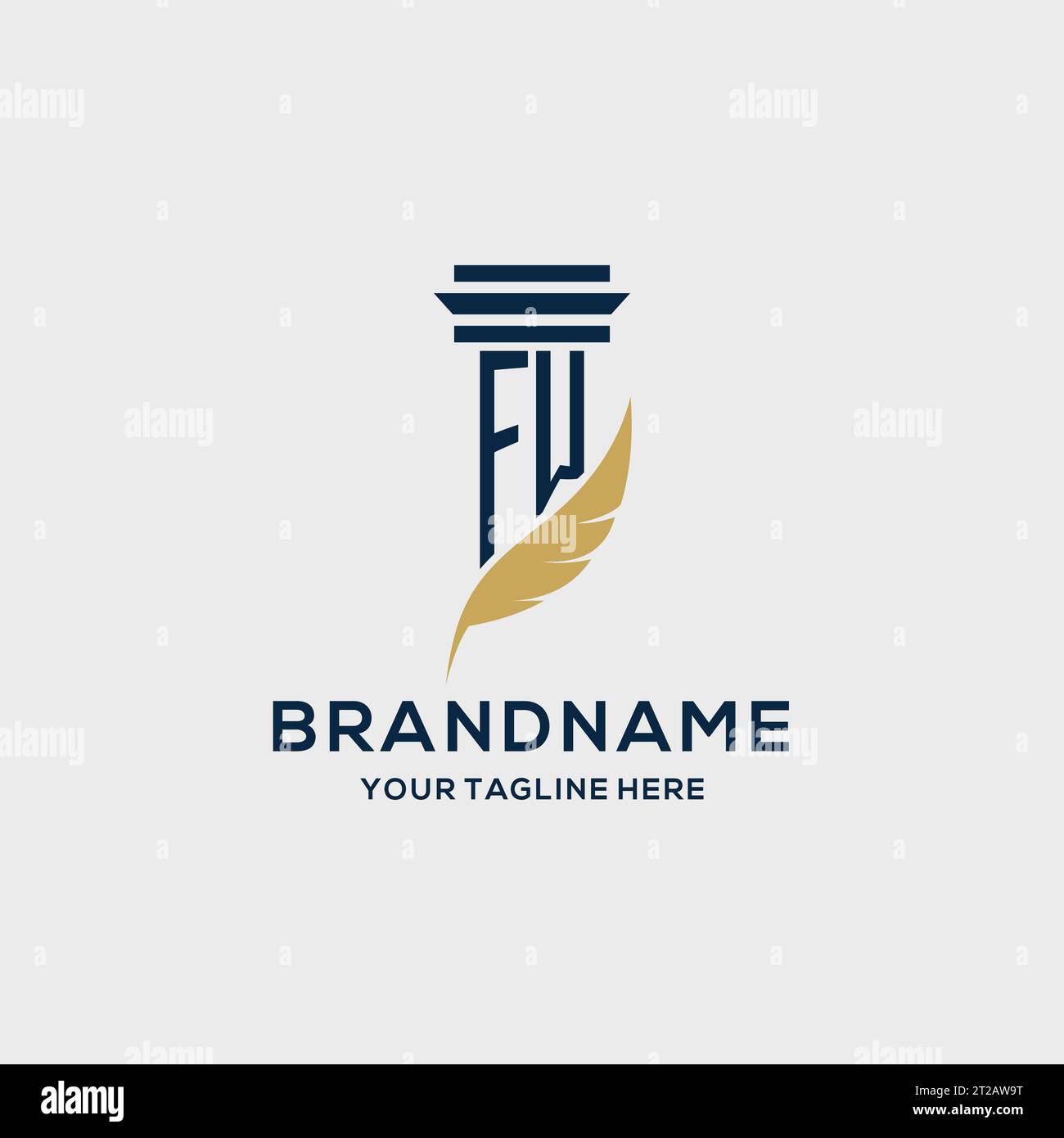 FW monogram initial logo with pillar and feather design, law firm logo ...
