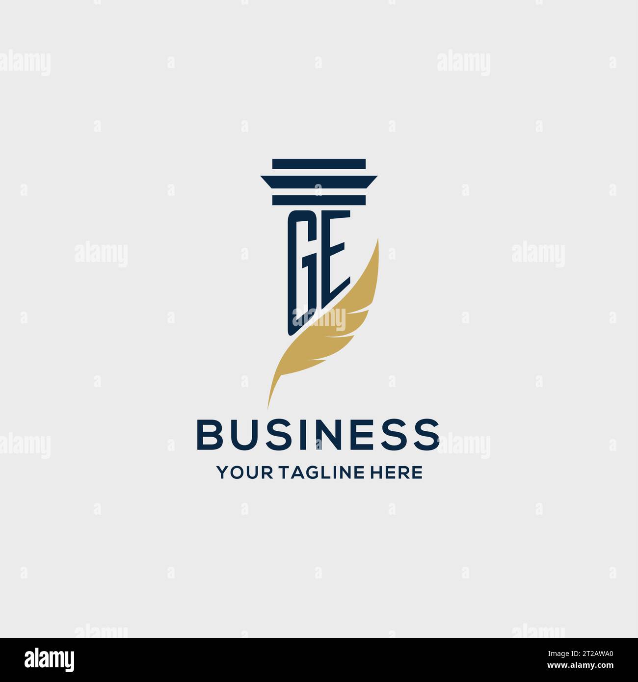 GE monogram initial logo with pillar and feather design, law firm logo ...