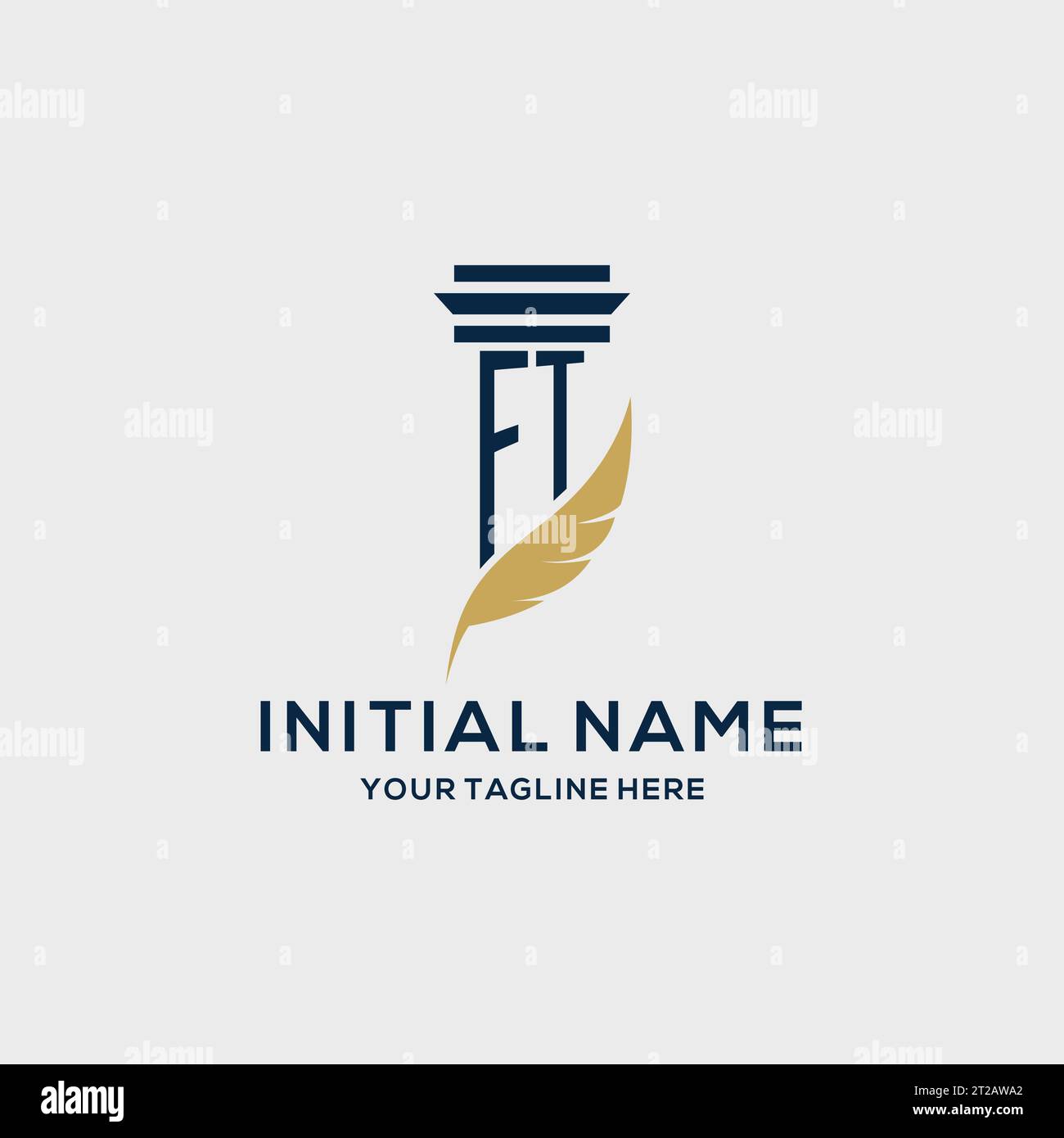 FT monogram initial logo with pillar and feather design, law firm logo ...