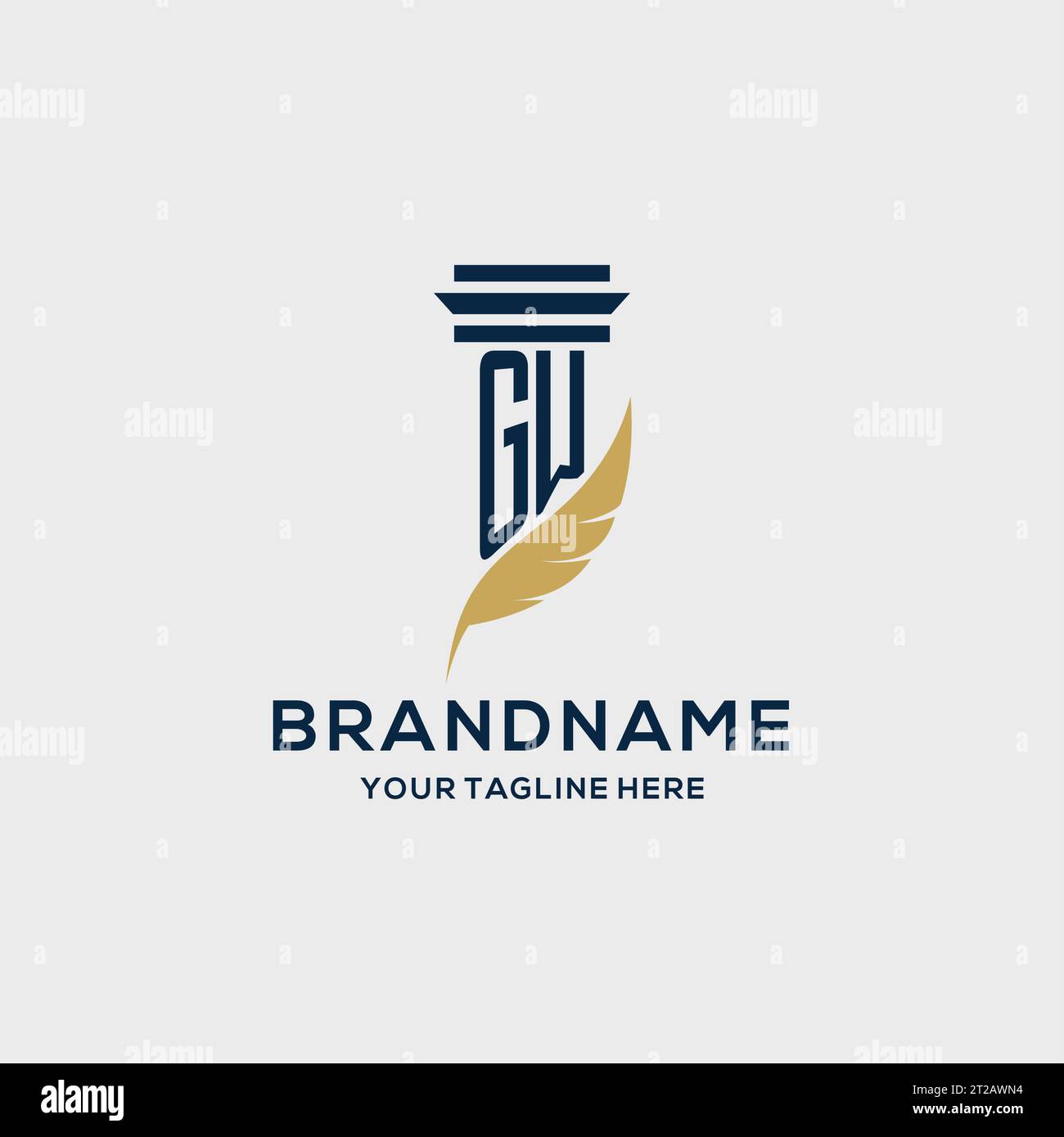 GW monogram initial logo with pillar and feather design, law firm logo ...