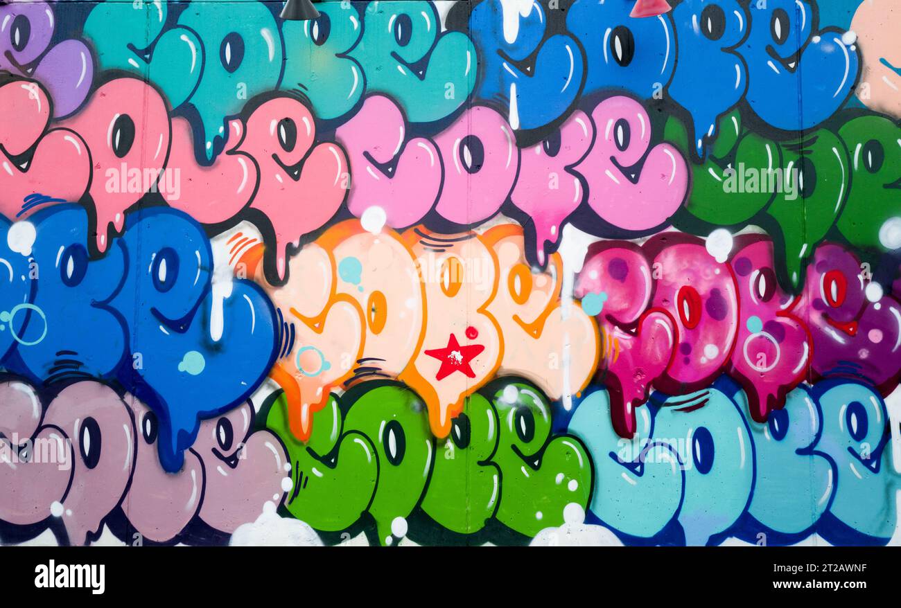 Colorful urban graffiti mural art in the city Stock Photo - Alamy