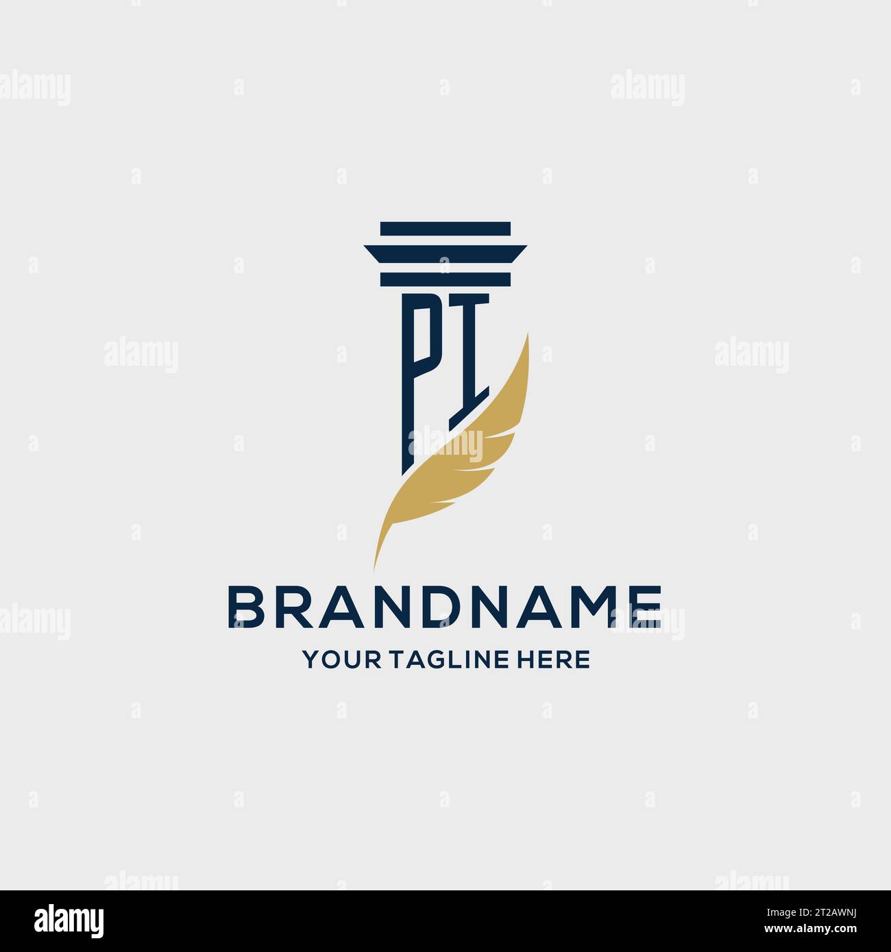 PI monogram initial logo with pillar and feather design, law firm logo inspiration Stock Vector ...