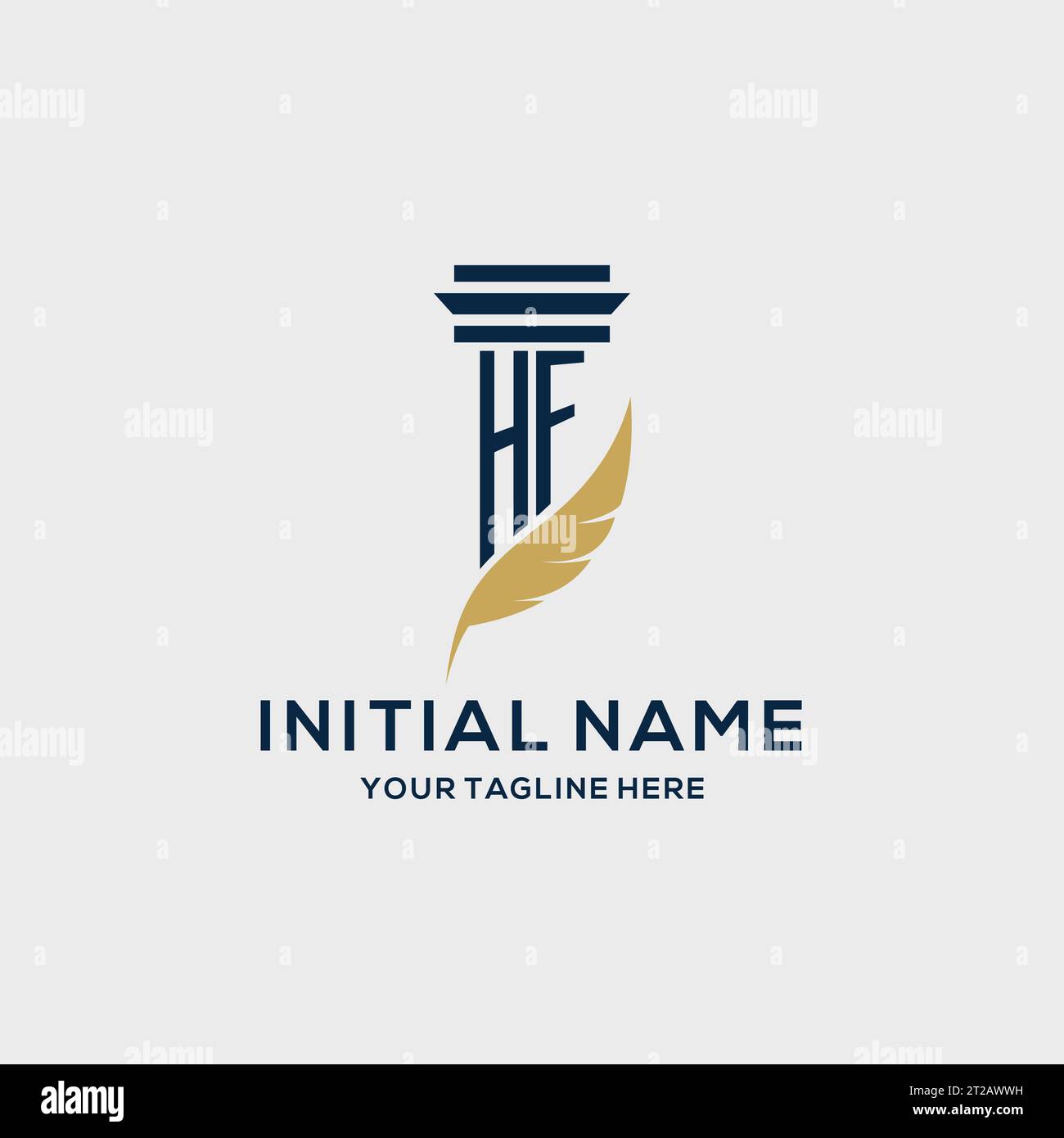 HF monogram initial logo with pillar and feather design, law firm logo ...