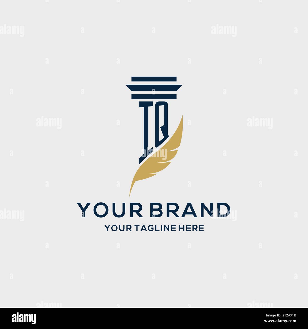 IQ monogram initial logo with pillar and feather design, law firm logo ...