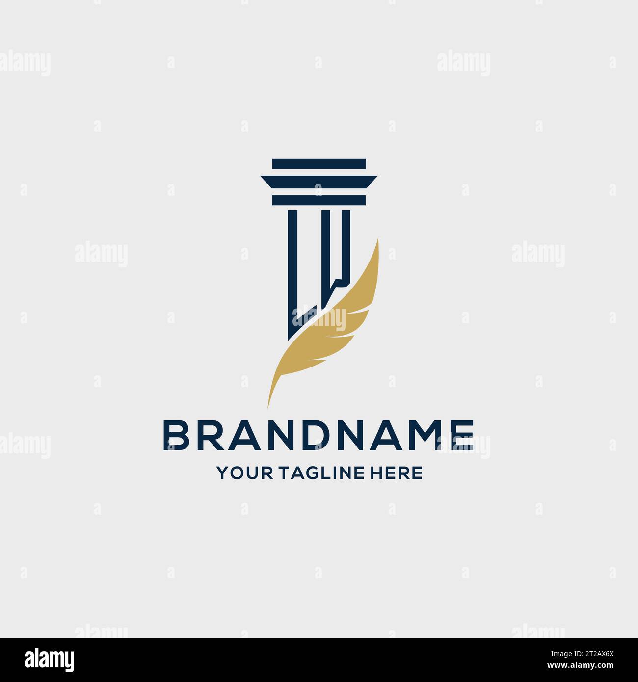 LW monogram initial logo with pillar and feather design, law firm logo ...