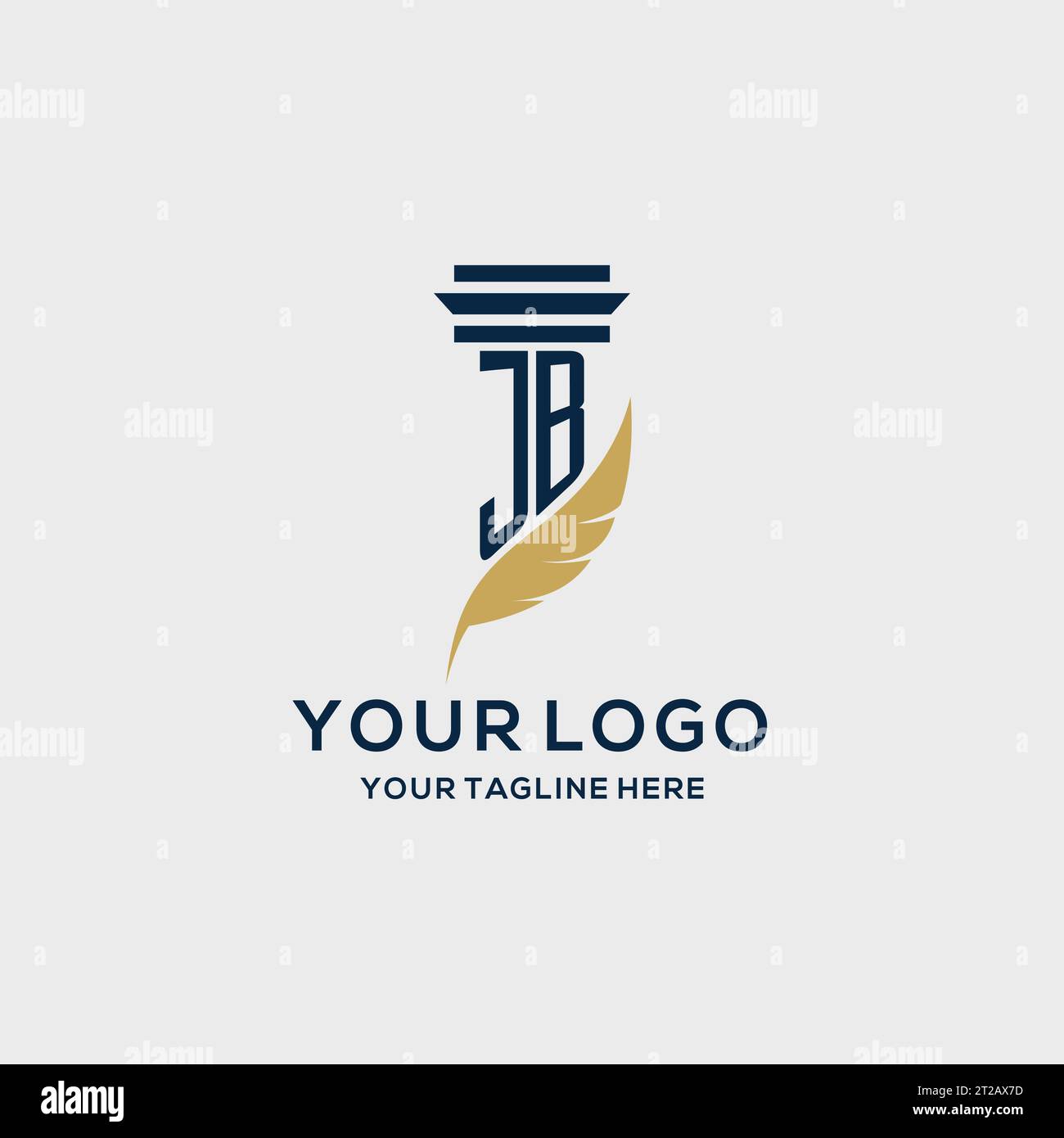 JB monogram initial logo with pillar and feather design, law firm logo ...