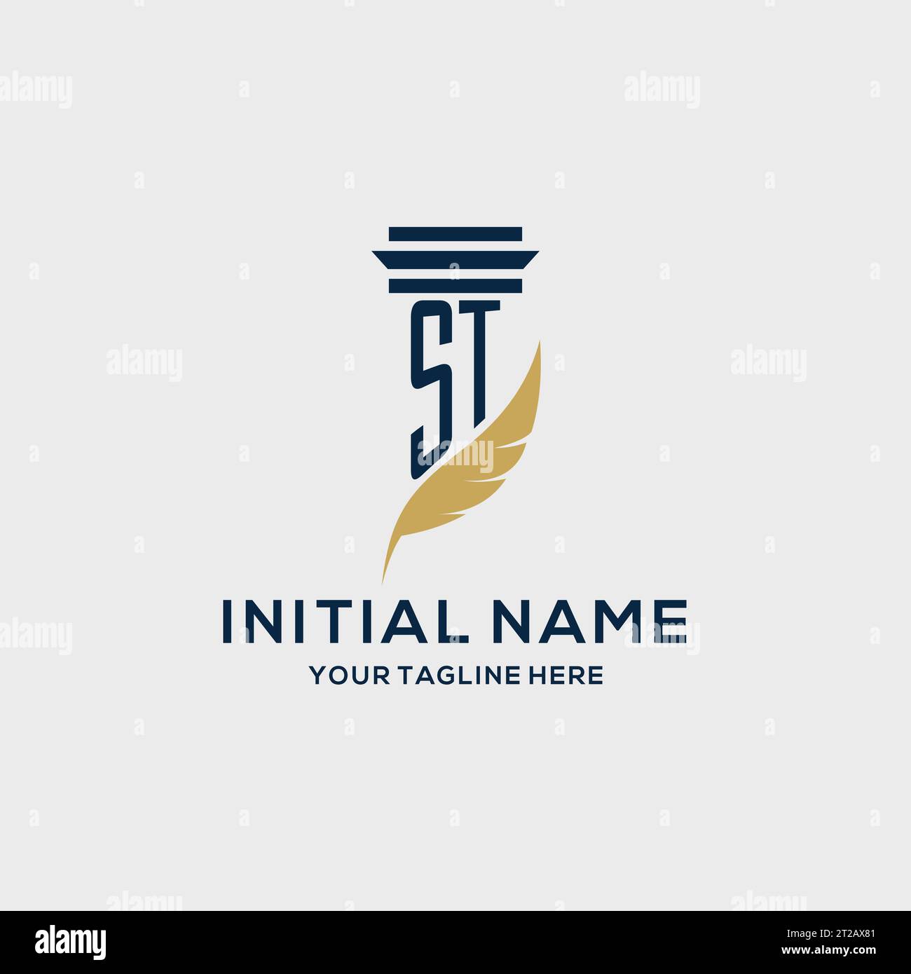 ST monogram initial logo with pillar and feather design, law firm logo ...