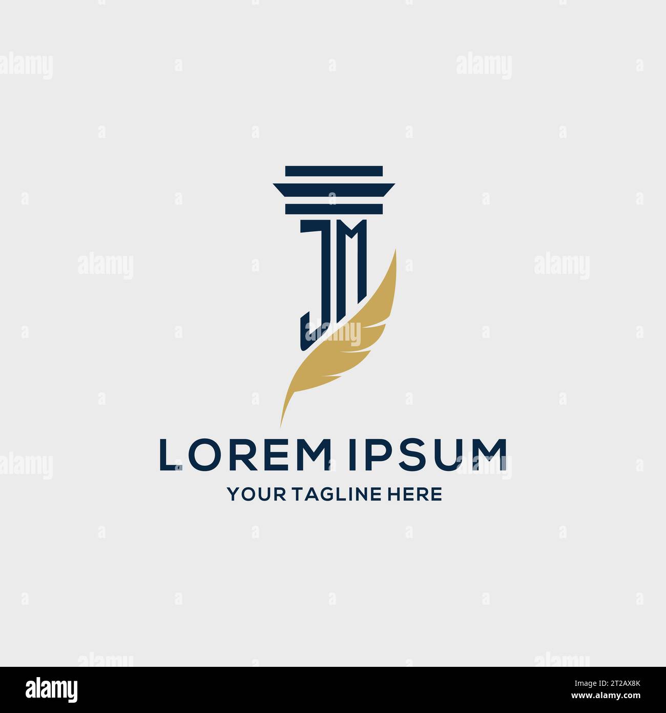 JM monogram initial logo with pillar and feather design, law firm logo ...