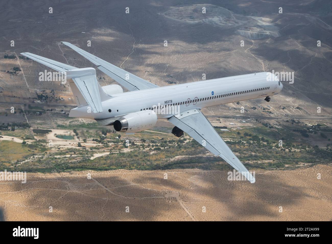 . Boeing’s MD-90 aircraft flies from Victorville California to Palmdale ...