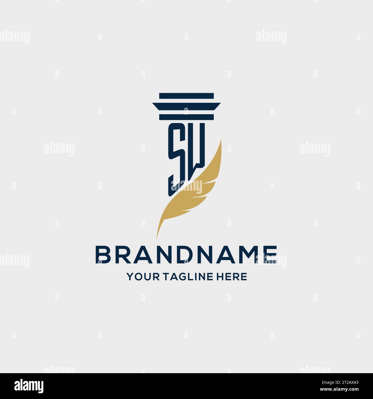 SW monogram initial logo with pillar and feather design, law firm logo ...