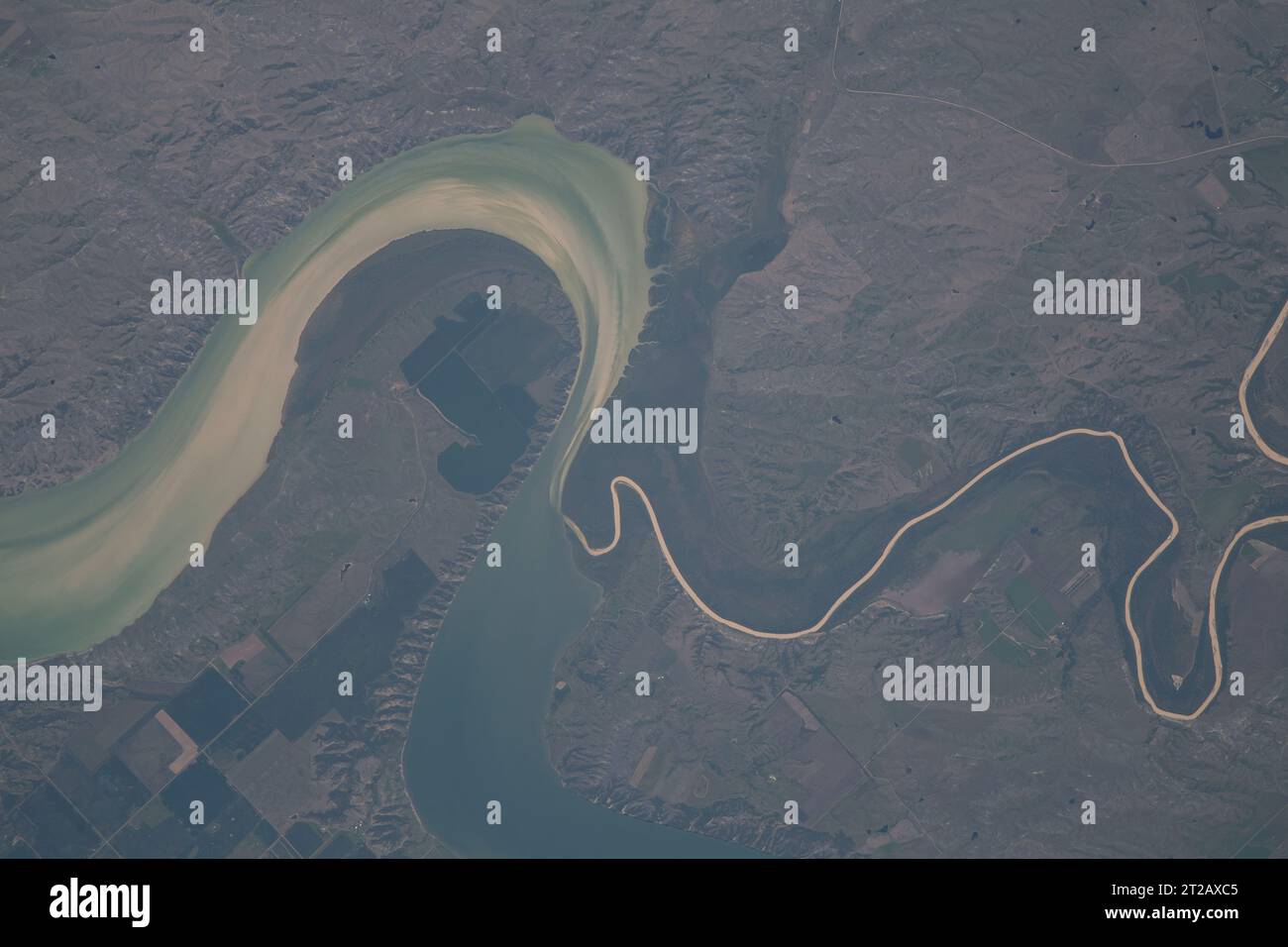 . iss069e060833 (Aug. 15, 2023) --- South Dakota's Missouri River and its tributary the White ...
