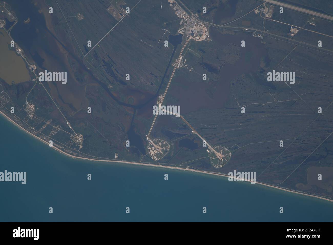 . iss069e060917 (Aug. 15, 2023) --- NASA's Kennedy Space Center and its two launch complexes 39A ...