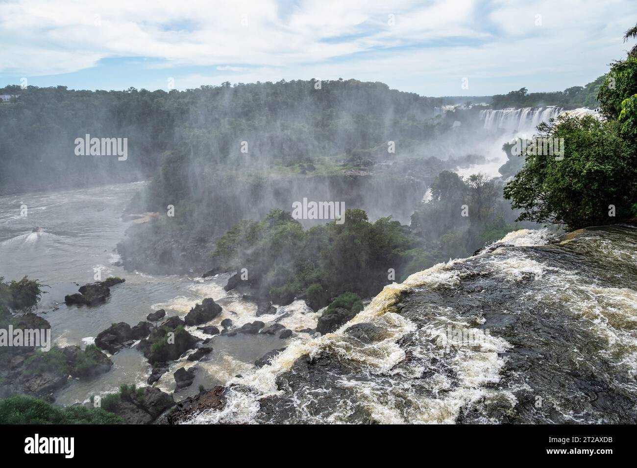 Iguazu Falls, the largest series of waterfalls of the world, located at ...