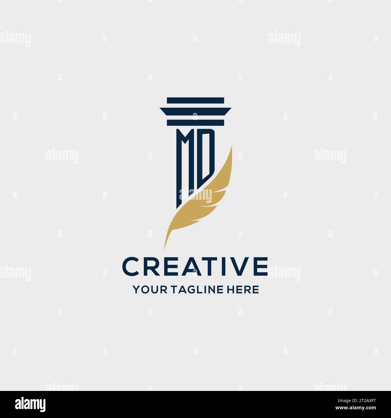 MD monogram initial logo with pillar and feather design, law firm logo ...