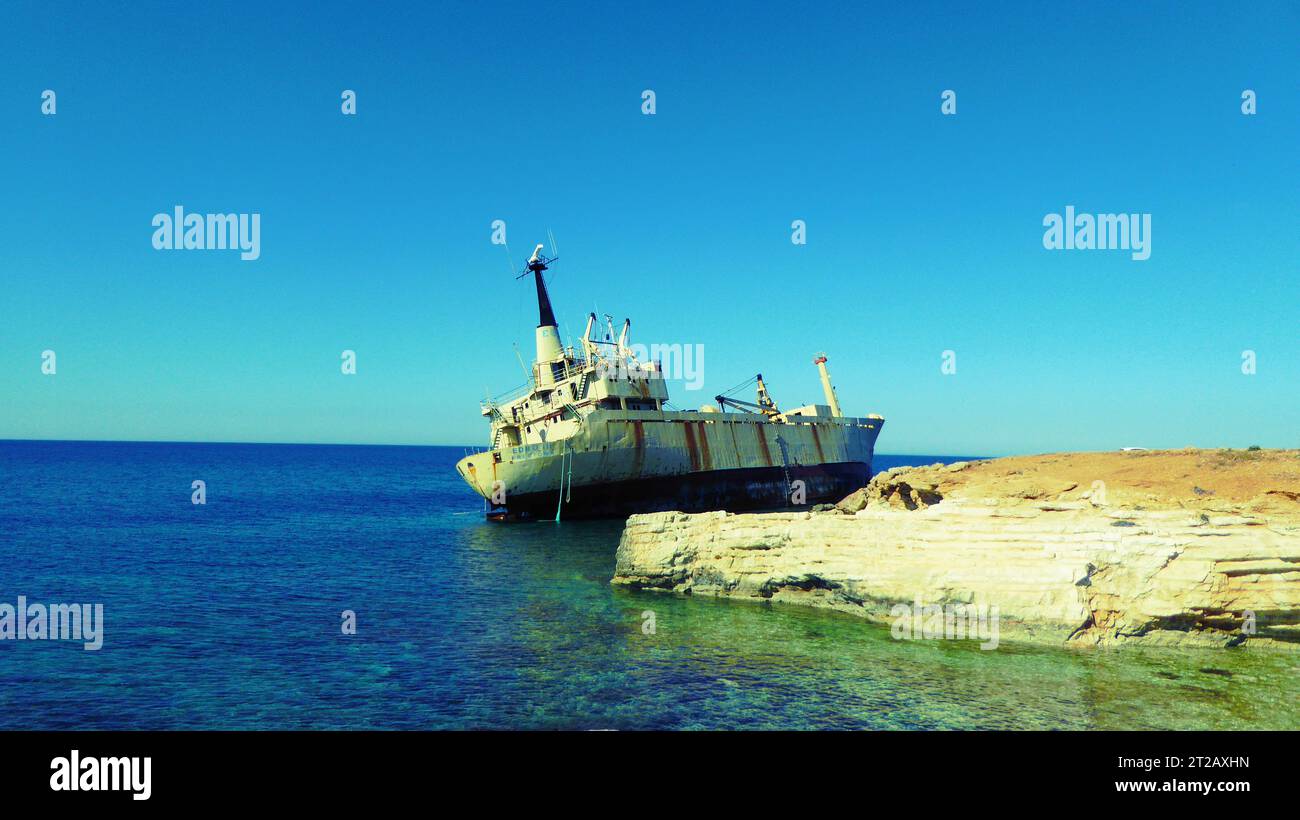 Cyprus Coast ship wrack Stock Photo - Alamy