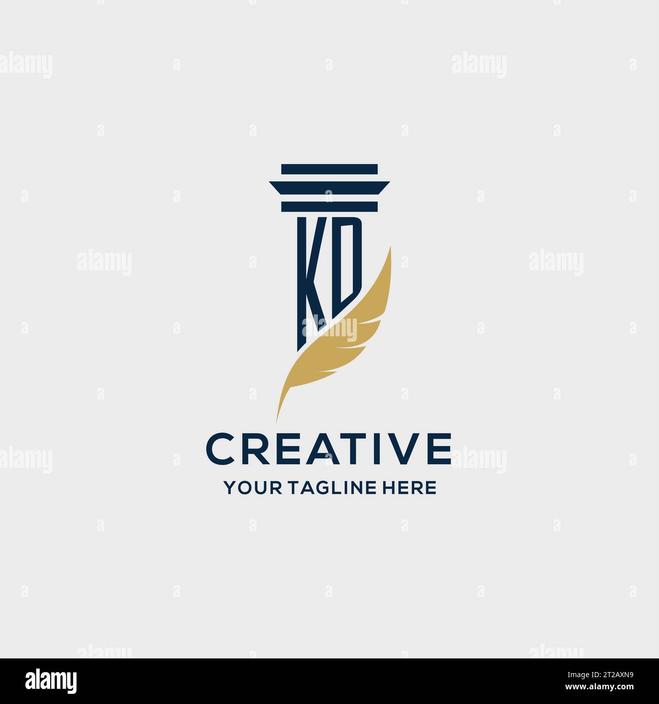 KD monogram initial logo with pillar and feather design, law firm logo ...