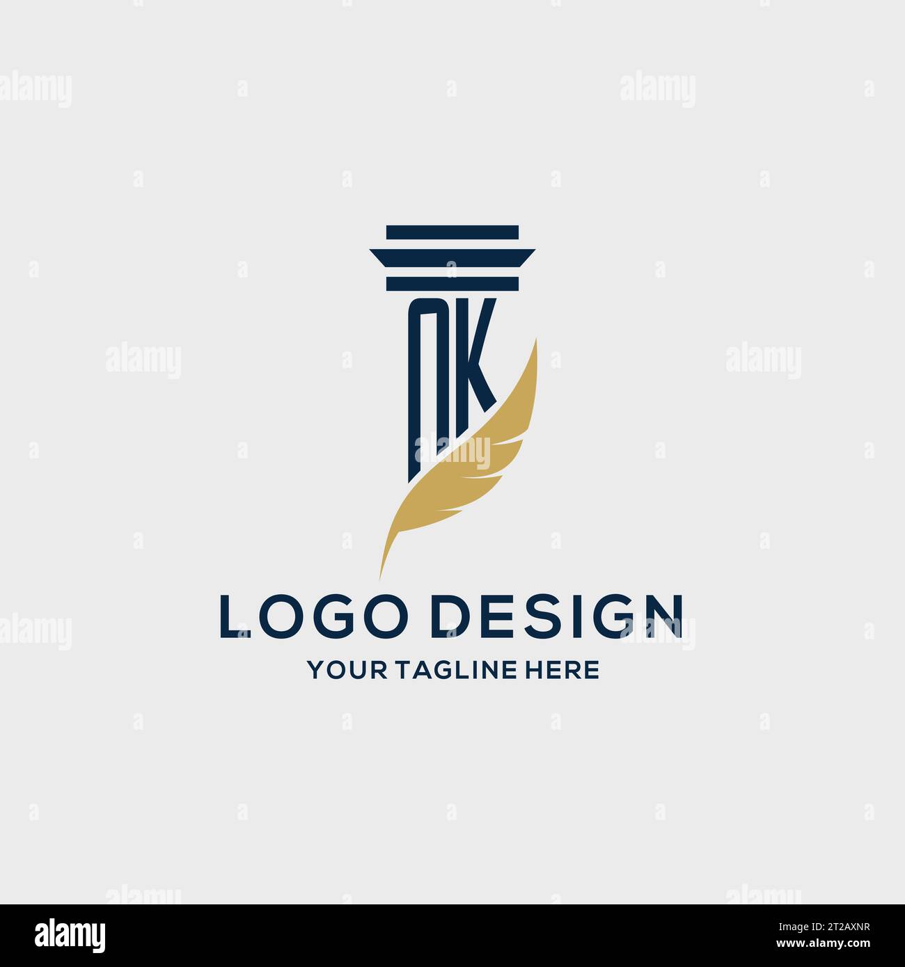 NK monogram initial logo with pillar and feather design, law firm logo ...