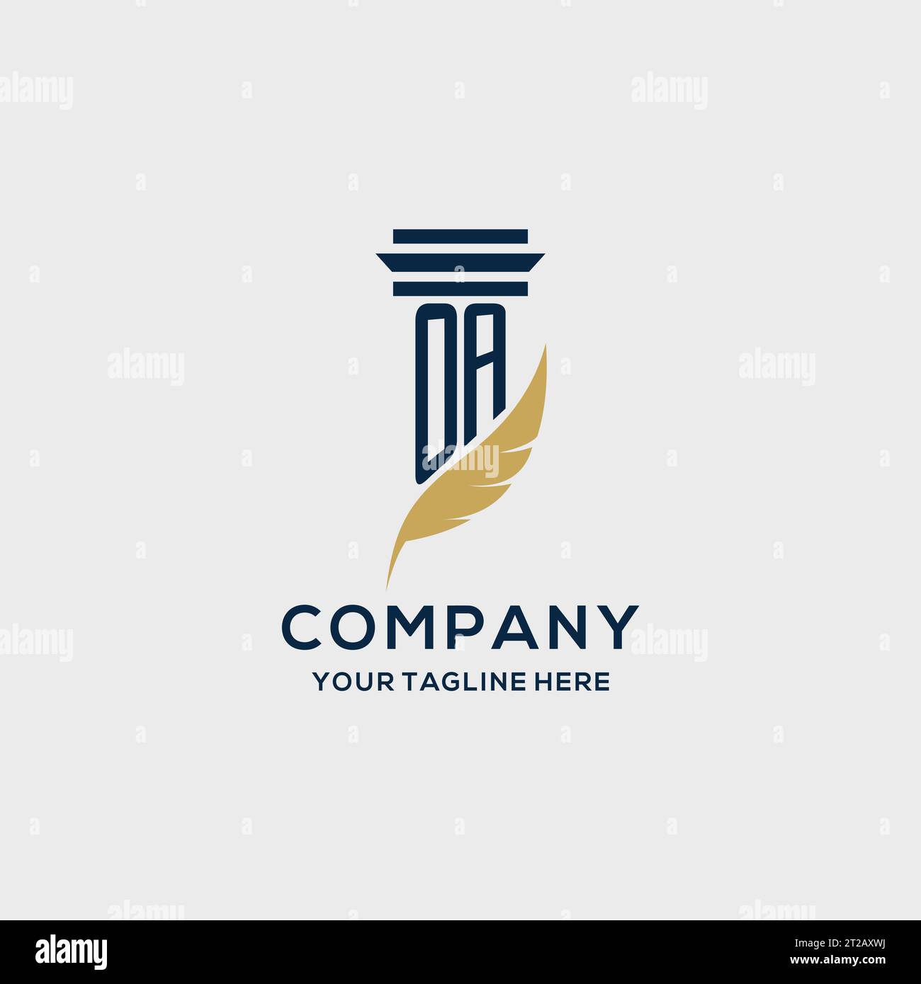 OA monogram initial logo with pillar and feather design, law firm logo ...