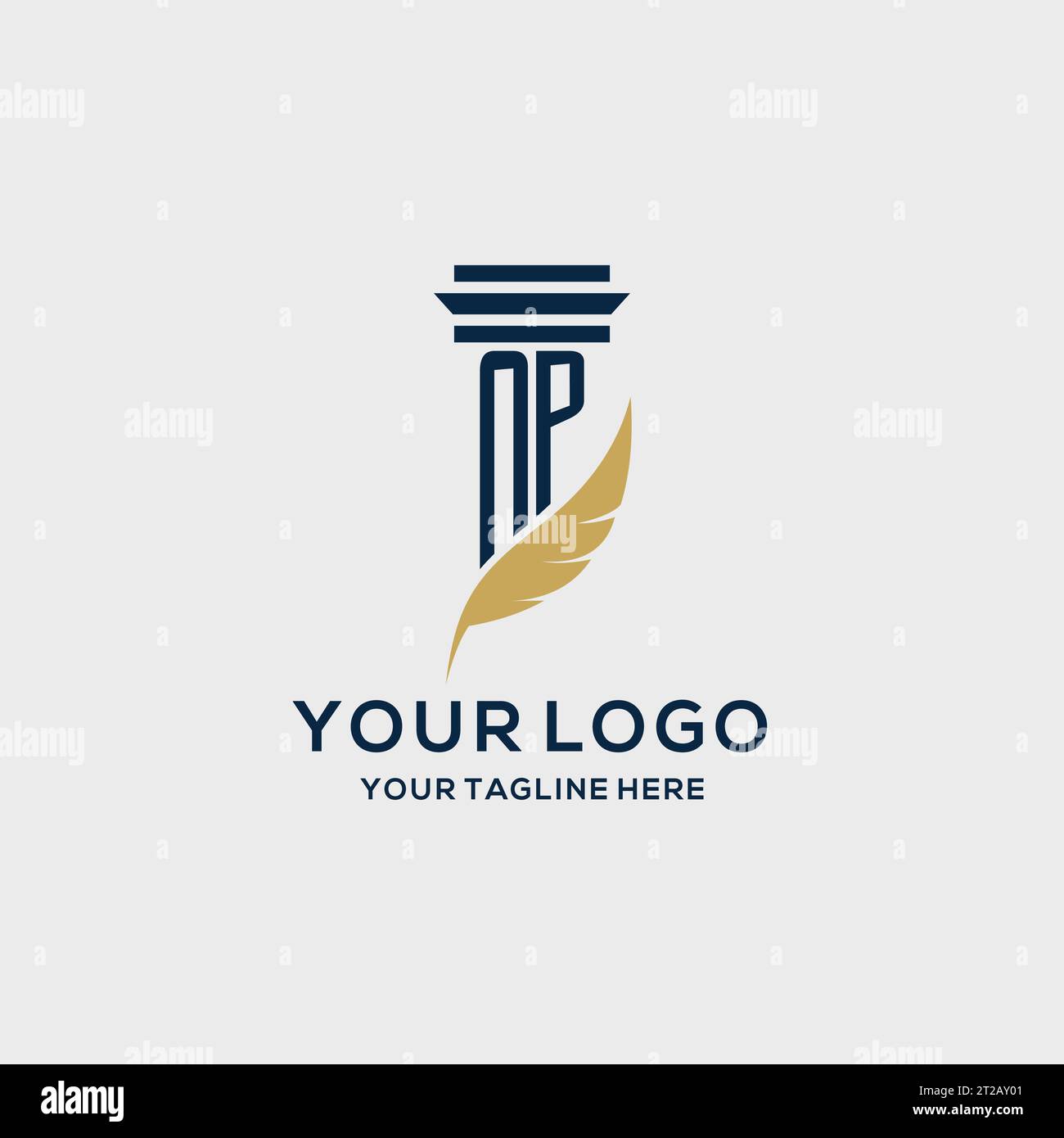 NP monogram initial logo with pillar and feather design, law firm logo ...