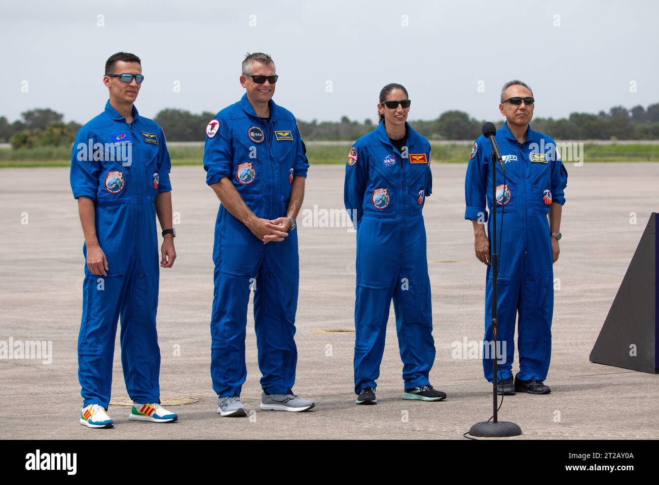 NASA’s SpaceX Crew-7 Crew Arrival at Kennedy Space Center. Crew members ...