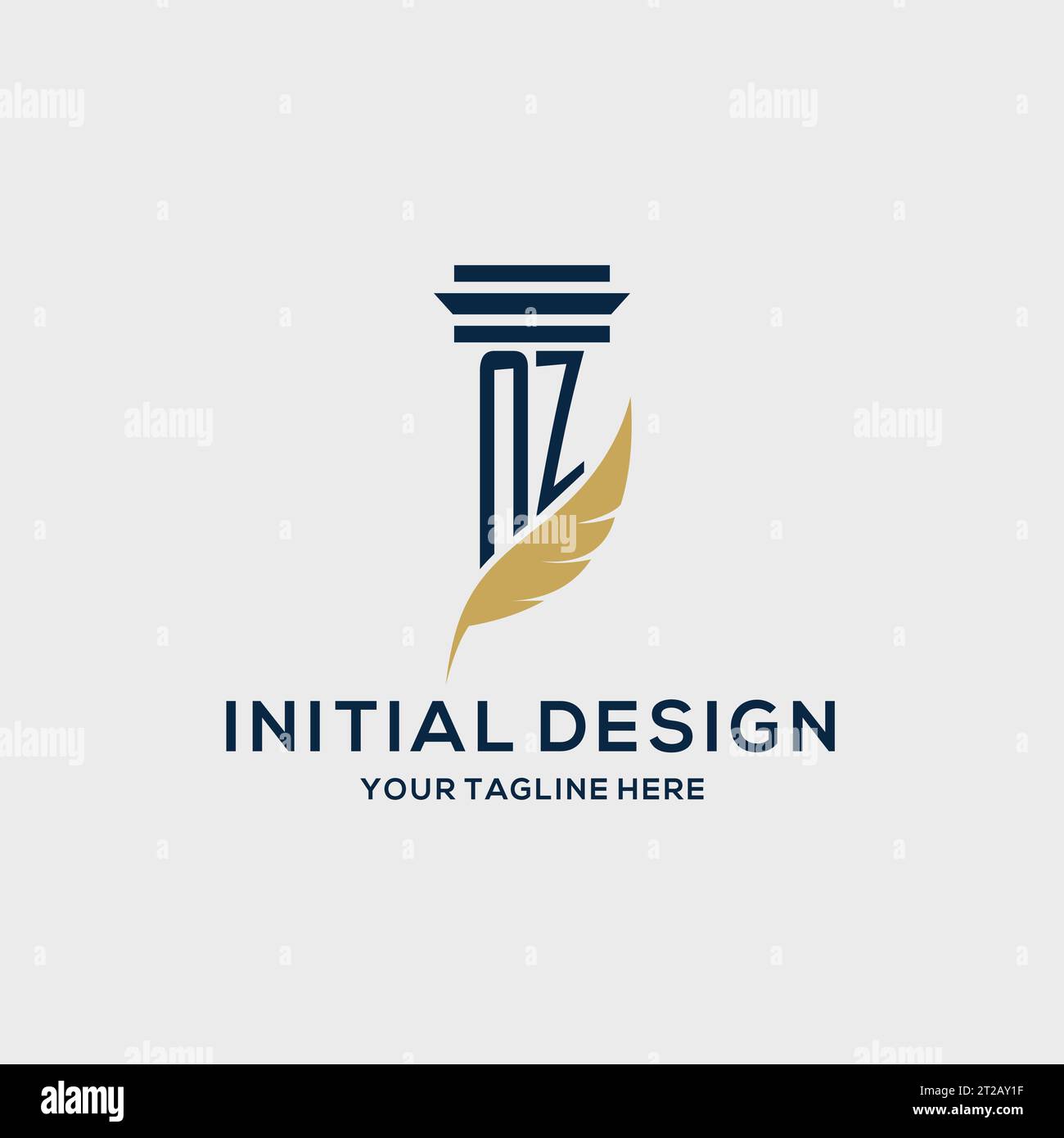 NZ monogram initial logo with pillar and feather design, law firm logo ...