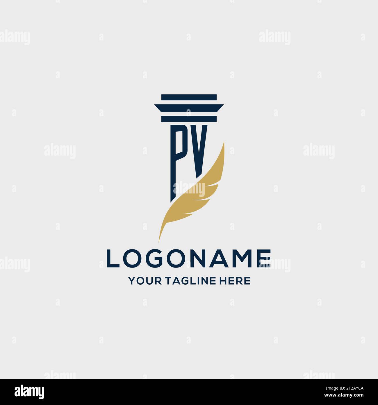 PV monogram initial logo with pillar and feather design, law firm logo ...