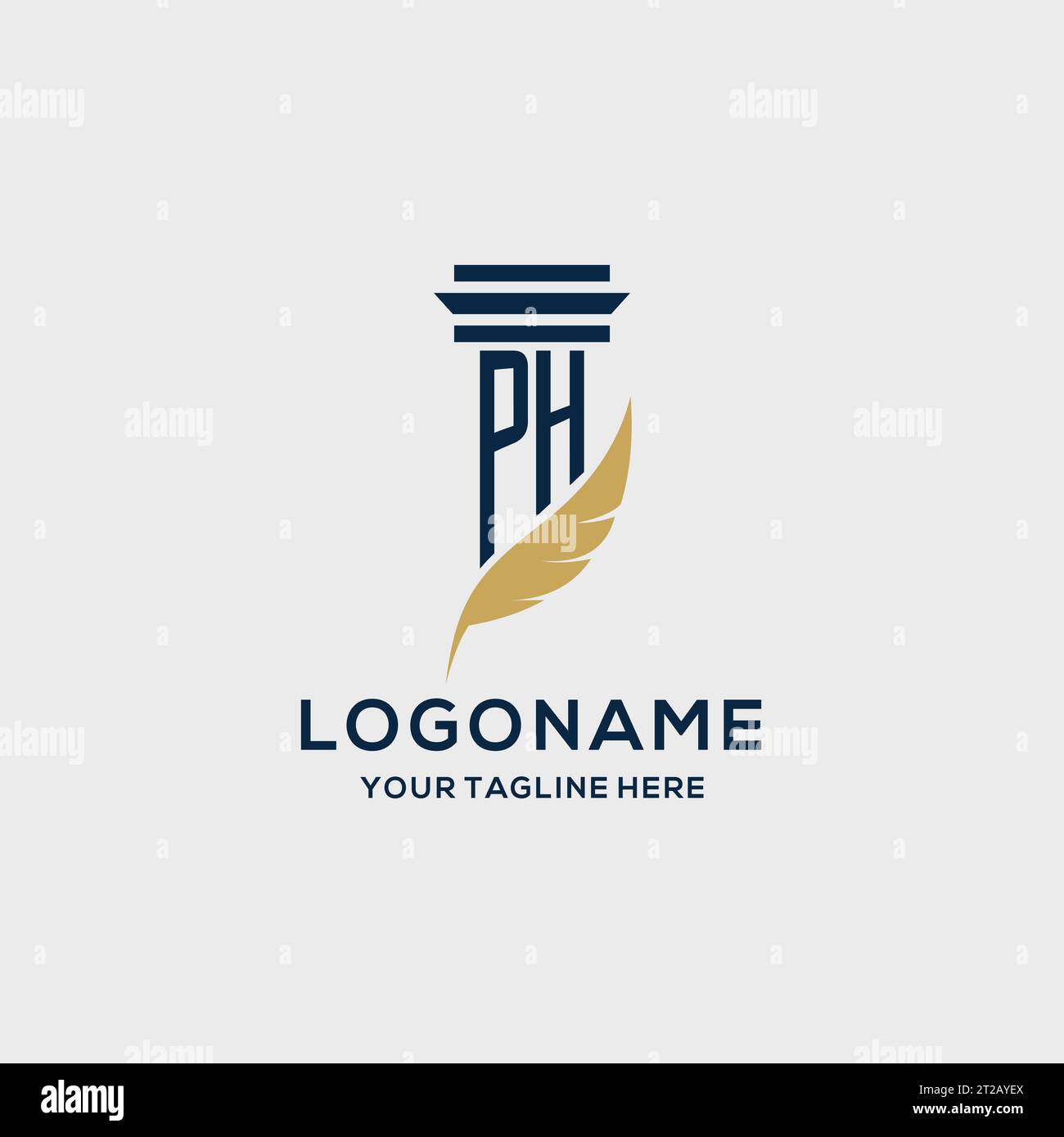PH monogram initial logo with pillar and feather design, law firm logo inspiration Stock Vector ...