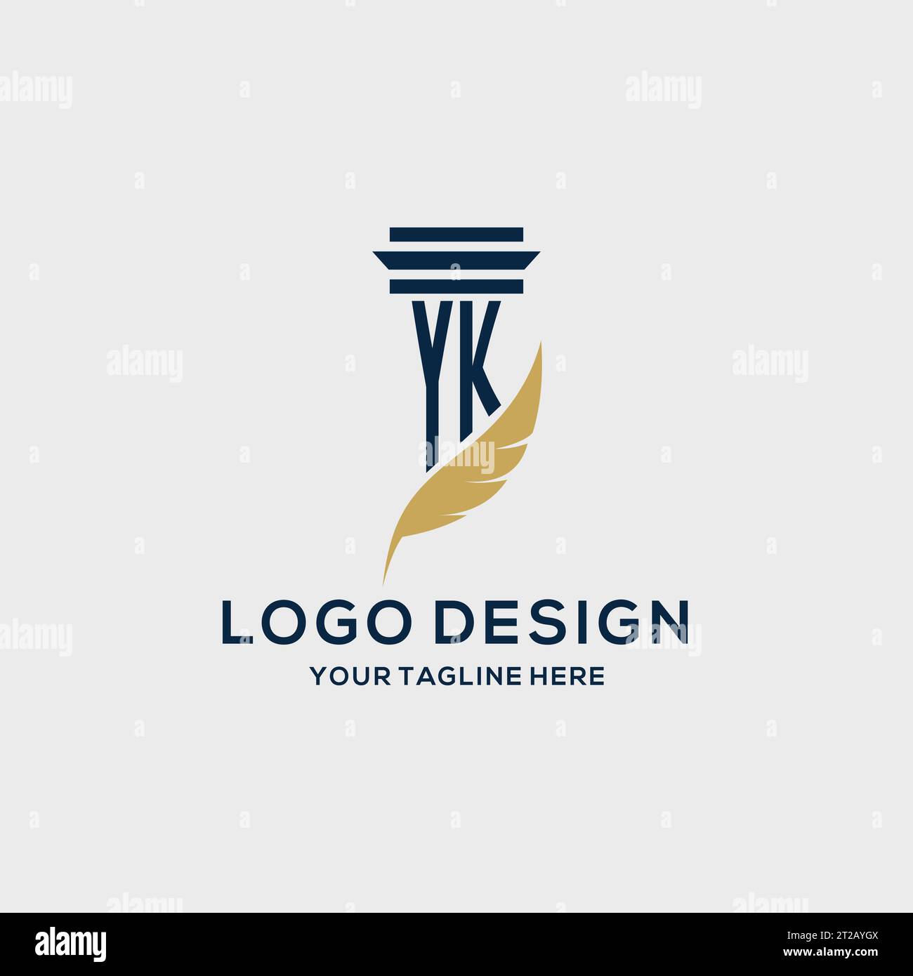 YK monogram initial logo with pillar and feather design, law firm logo ...