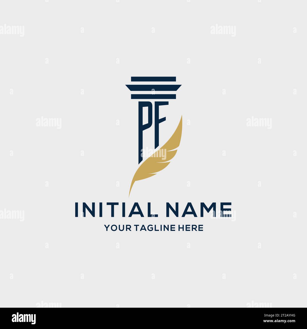 PF monogram initial logo with pillar and feather design, law firm logo ...