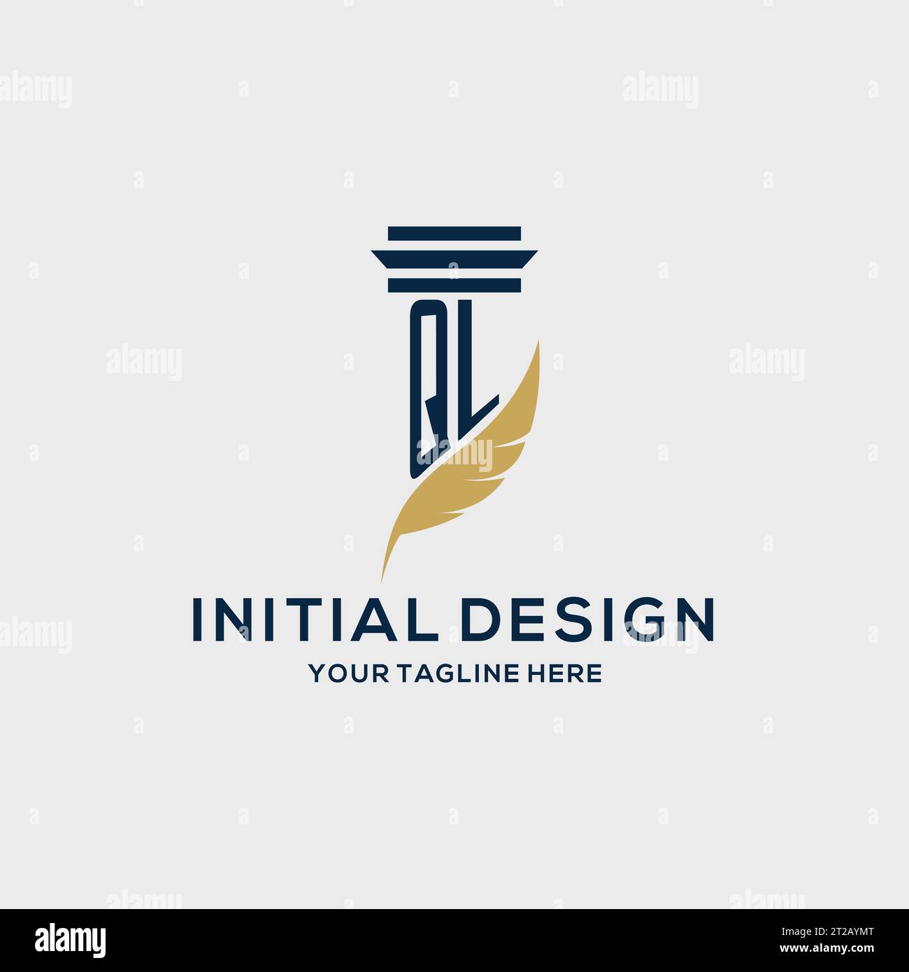 QL monogram initial logo with pillar and feather design, law firm logo ...