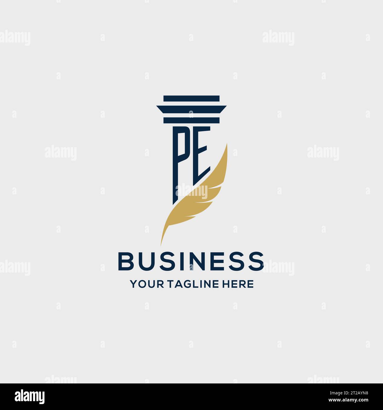 PE monogram initial logo with pillar and feather design, law firm logo ...