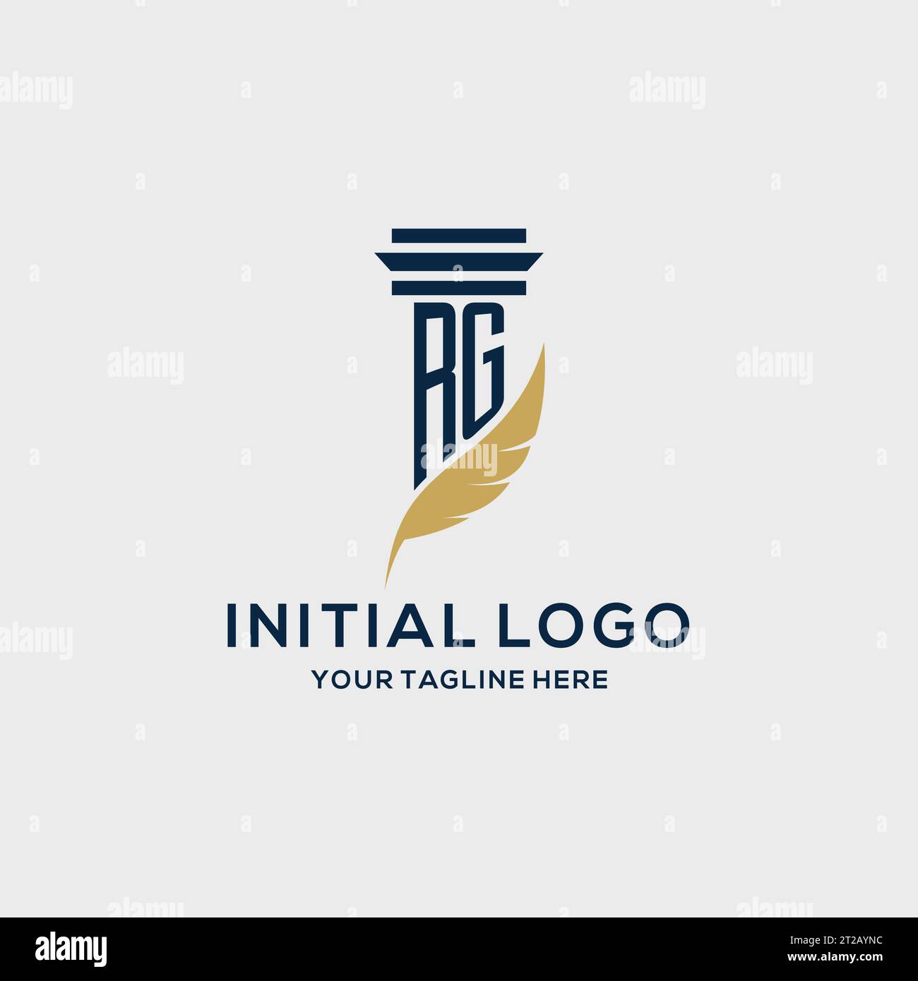 RG monogram initial logo with pillar and feather design, law firm logo ...