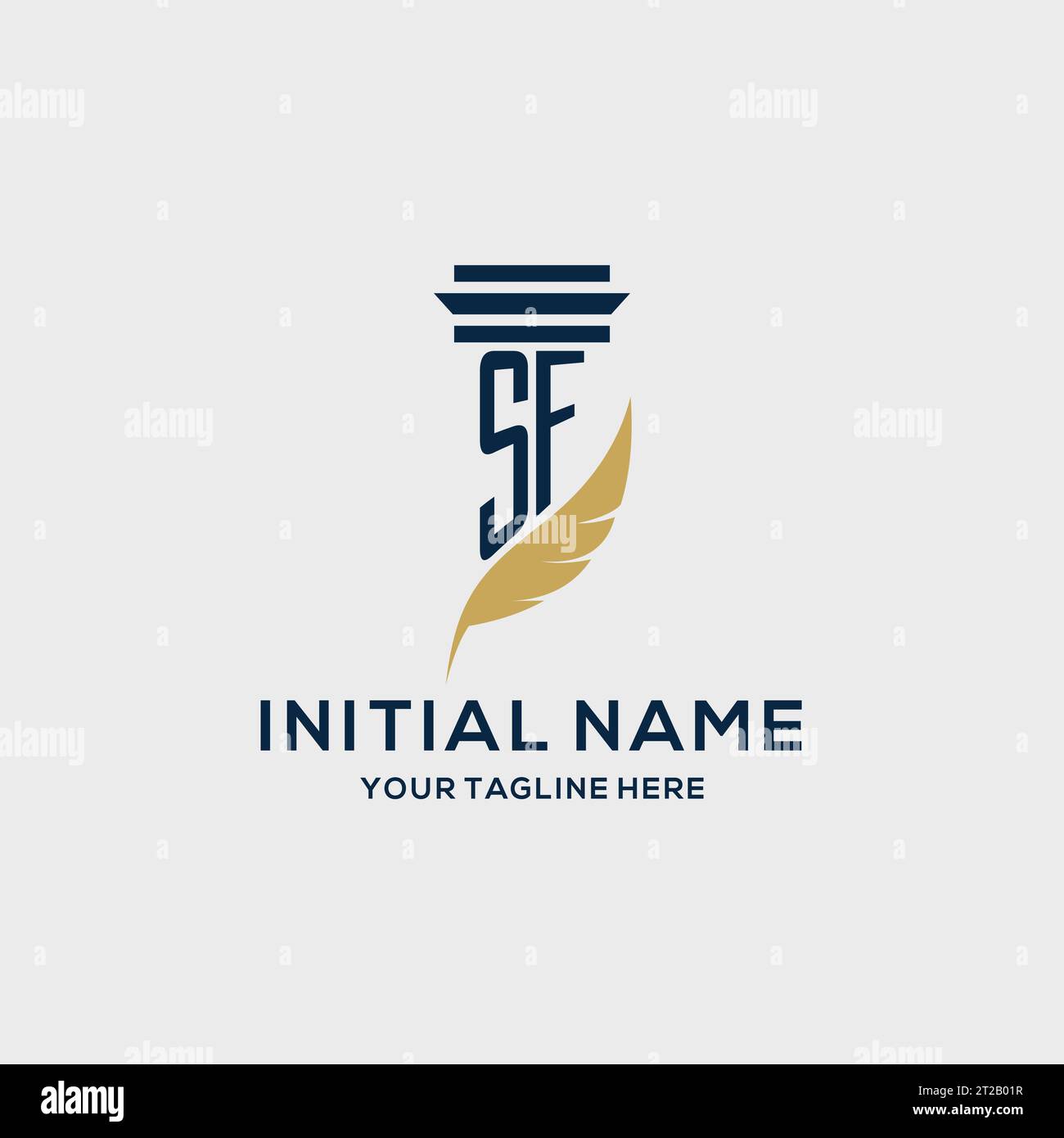 SF monogram initial logo with pillar and feather design, law firm logo ...