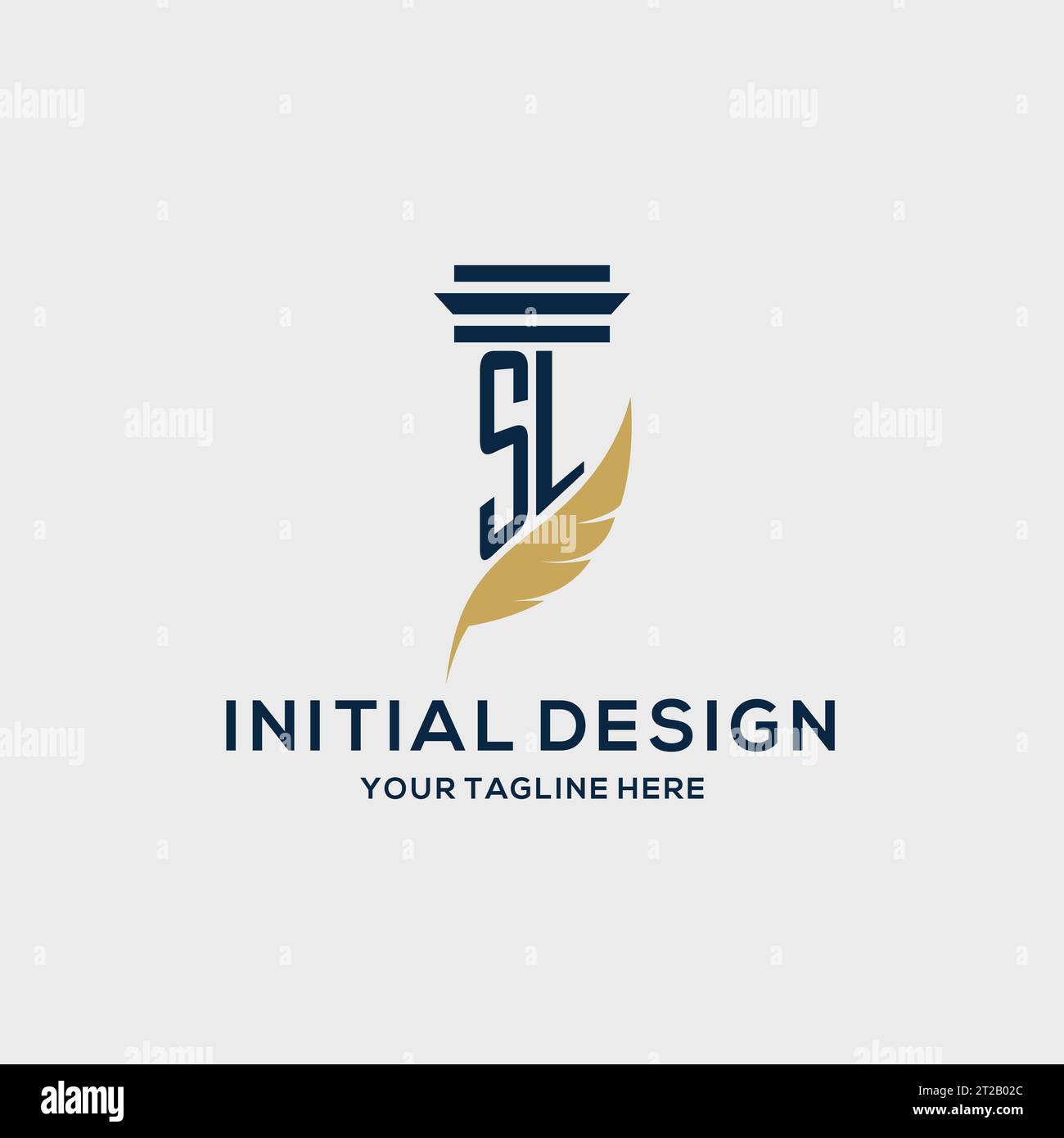 SL monogram initial logo with pillar and feather design, law firm logo ...
