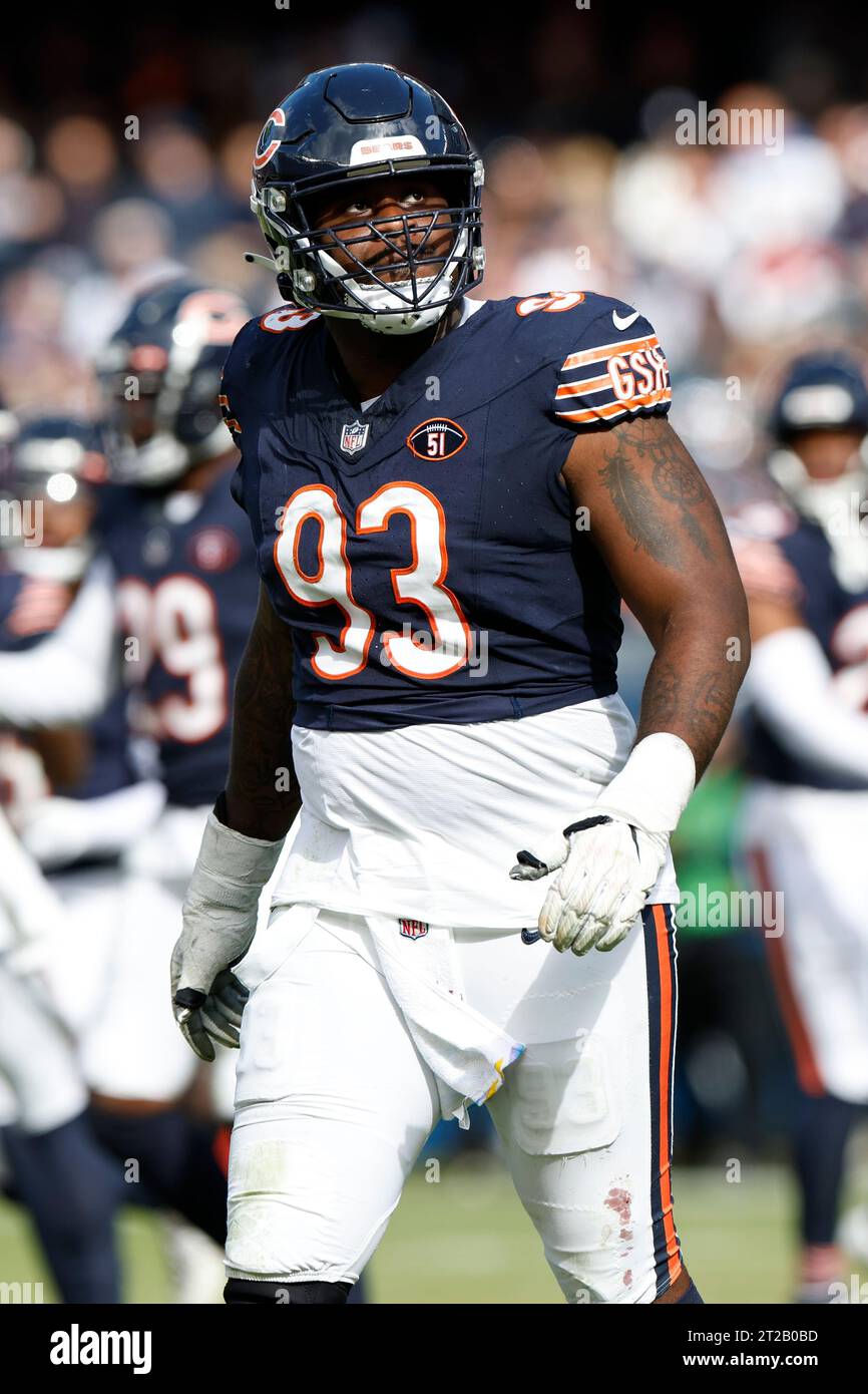 Chicago Bears defensive tackle Justin Jones (93) walks on the field ...