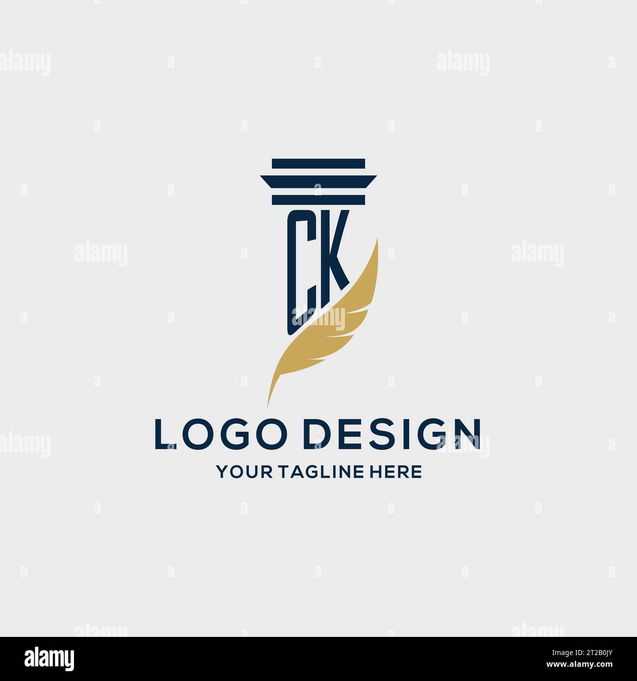 CK monogram initial logo with pillar and feather design, law firm logo ...