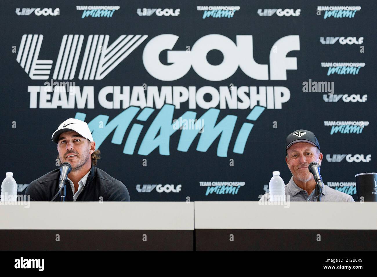 Captain Brooks Koepka of Smash GC and Captain Phil Mickelson of ...