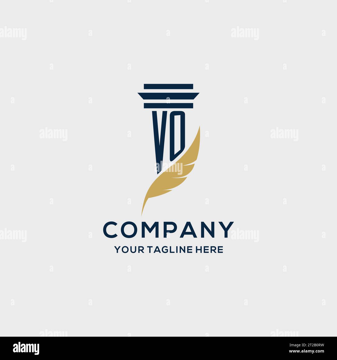 VO monogram initial logo with pillar and feather design, law firm logo ...
