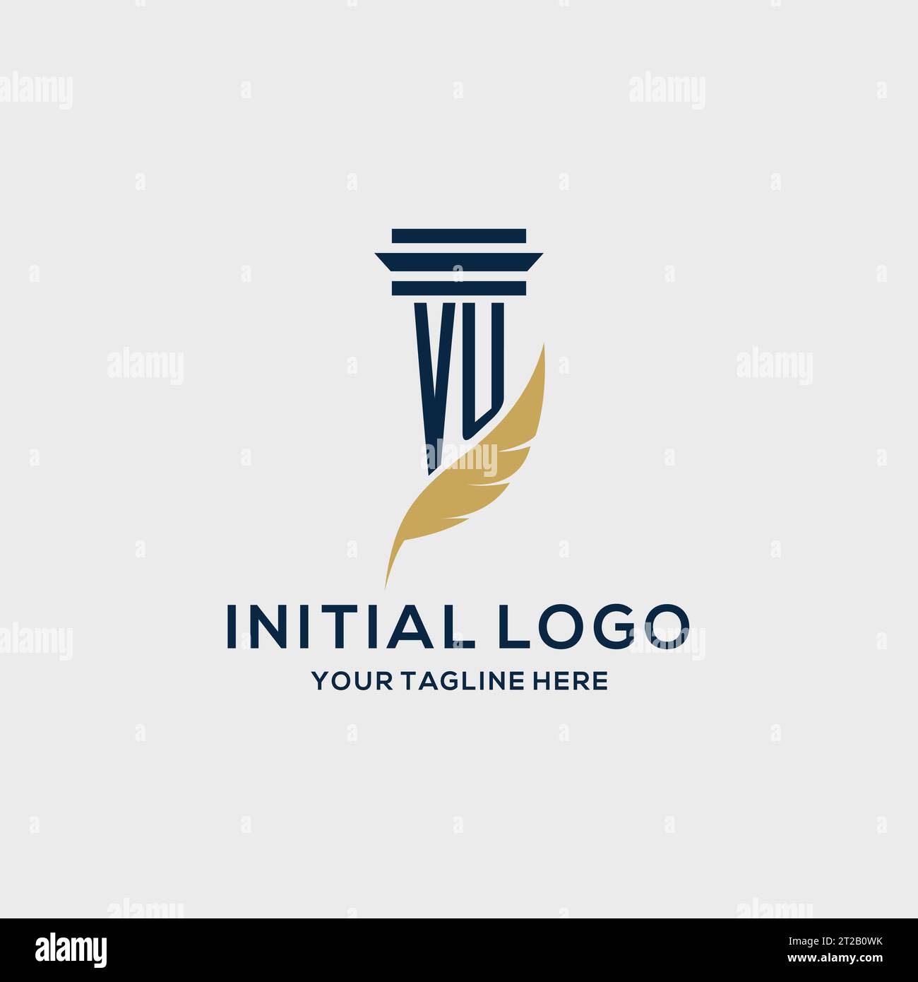 VU monogram initial logo with pillar and feather design, law firm logo ...