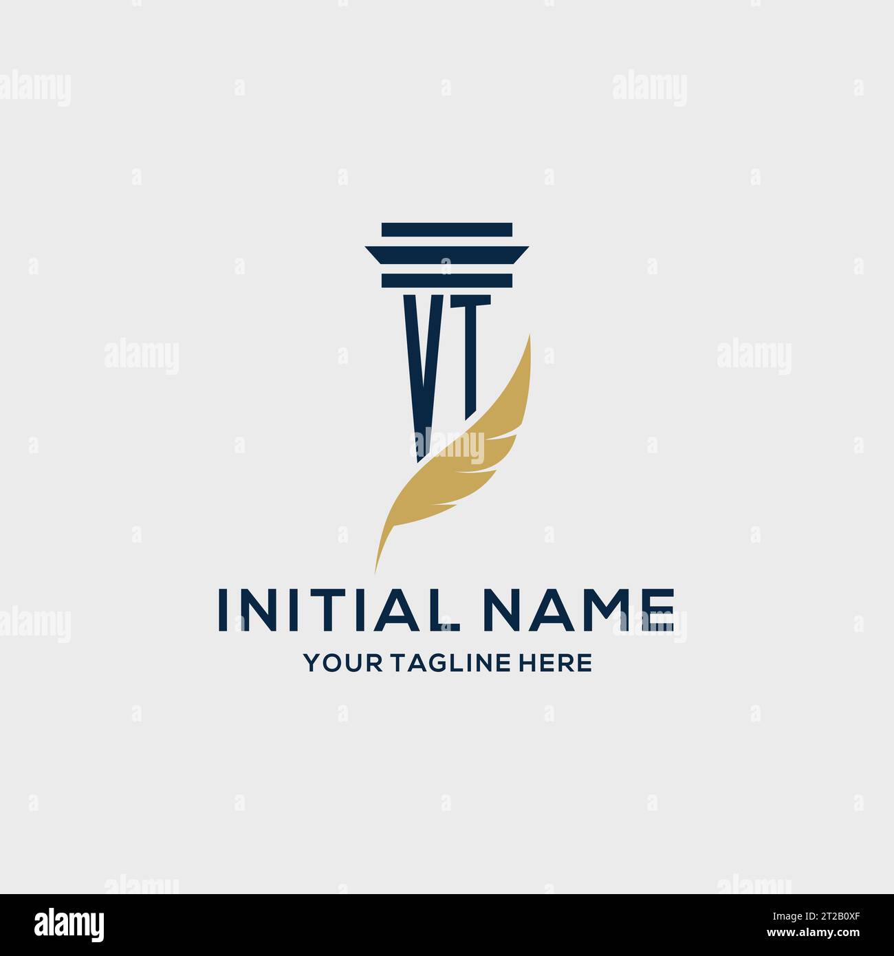 VT monogram initial logo with pillar and feather design, law firm logo ...