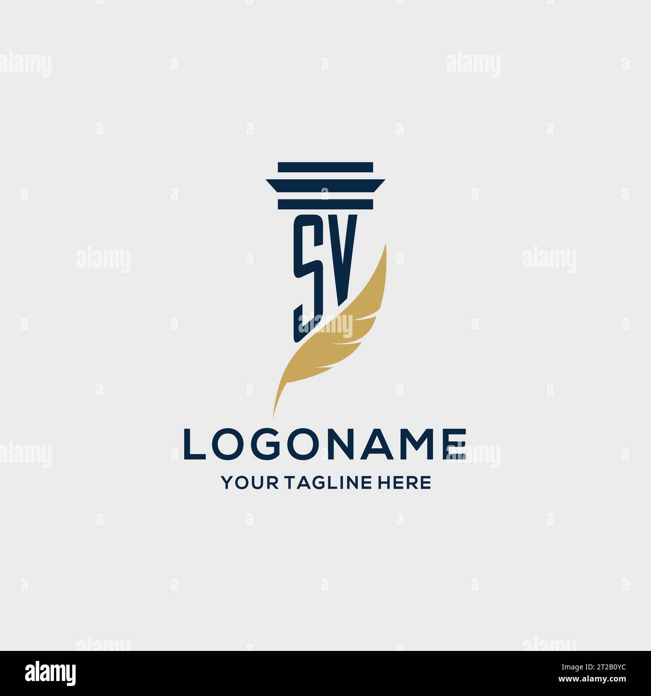 SV monogram initial logo with pillar and feather design, law firm logo ...