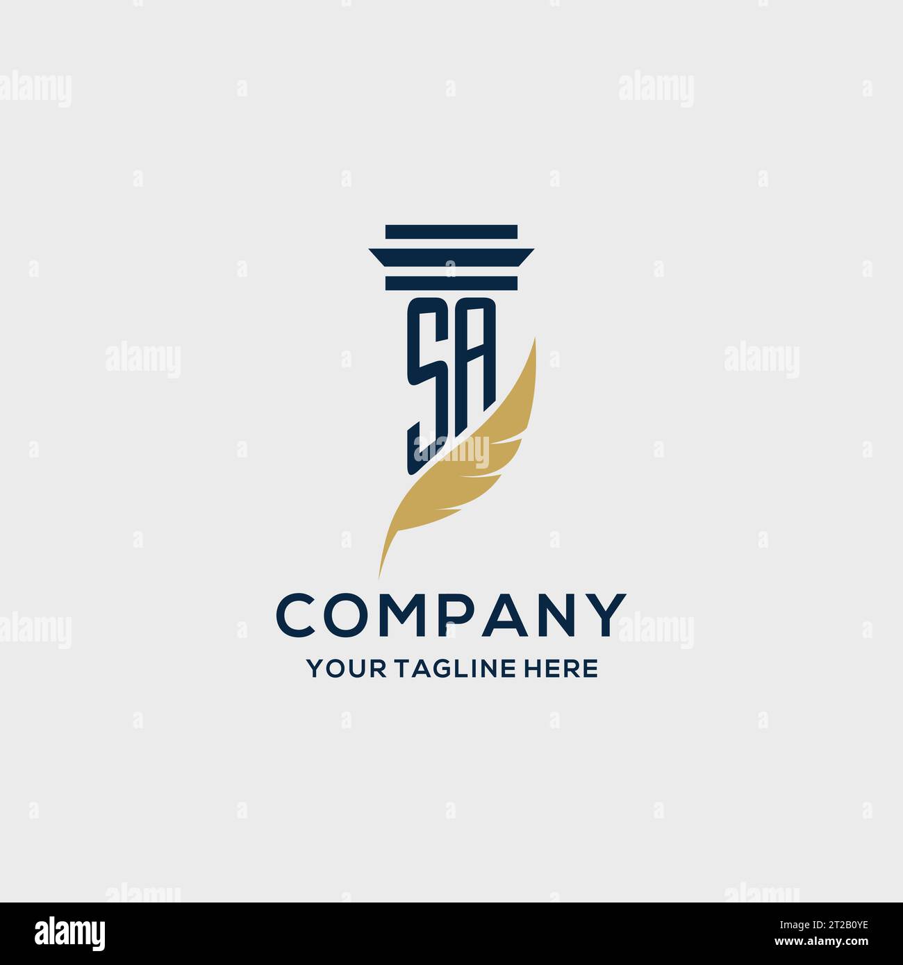 SA monogram initial logo with pillar and feather design, law firm logo ...