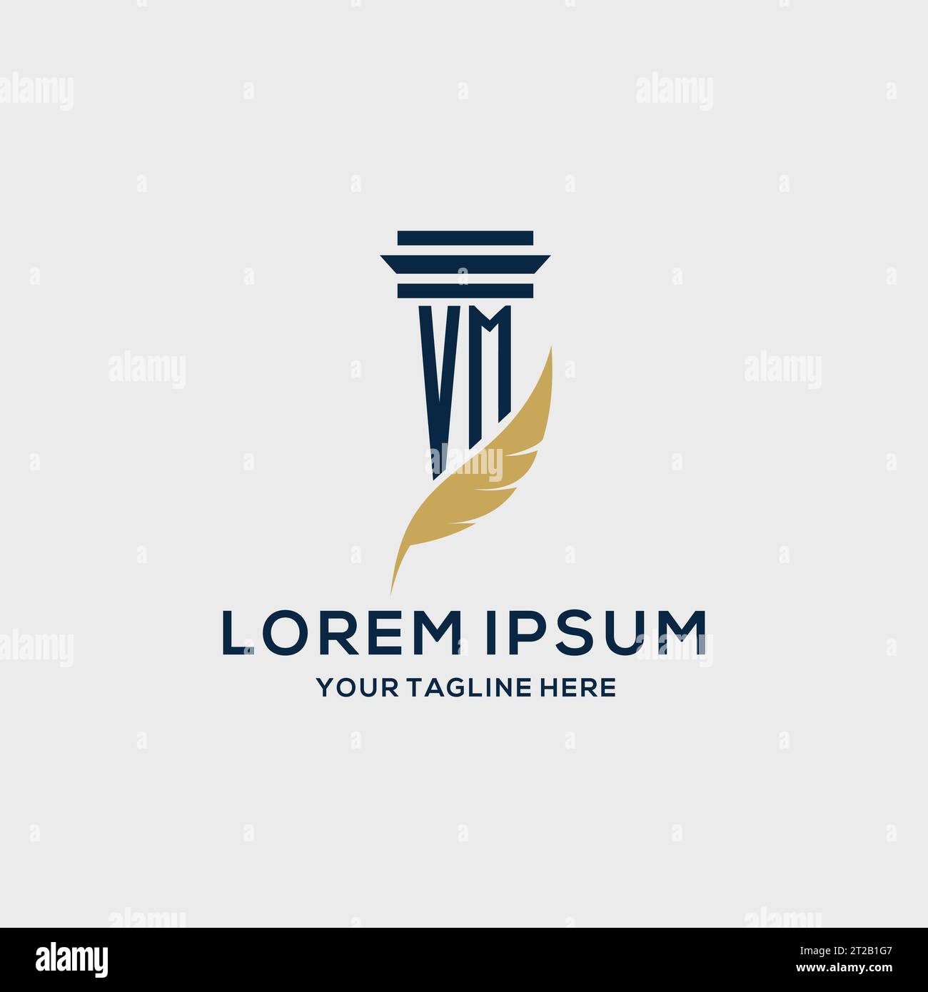 VM monogram initial logo with pillar and feather design, law firm logo ...